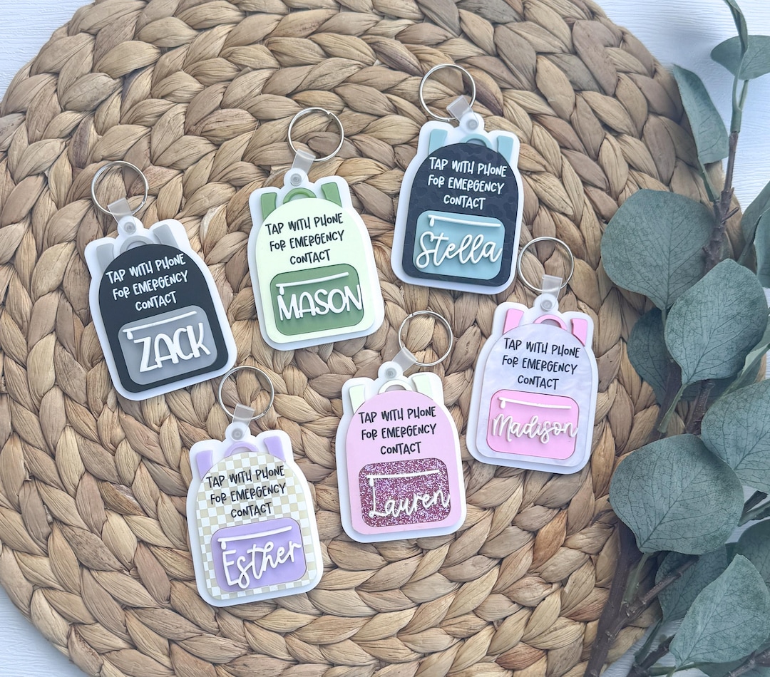Custom NFC Emergency Contact Backpack Tag: Scan for Phone Number - Etsy