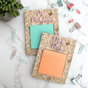 Teacher Wooden Sticky Note Holder | Personalized Note Pad Holder ...