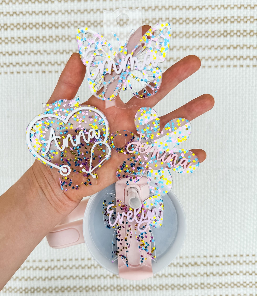 BEJEWELED Star Stanley Lid Tag | Stars Name Plate | Acrylic ...