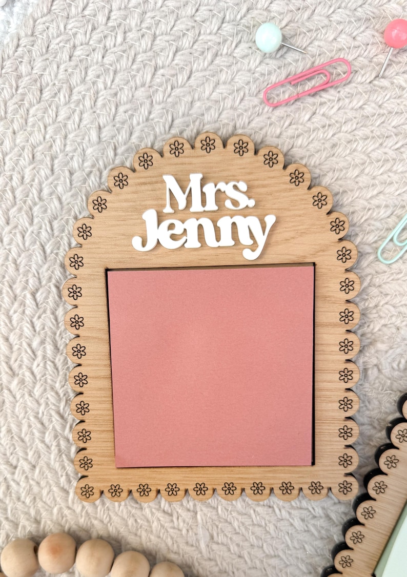 Personalized Wooden Sticky Note Holder: Laser-cut Acrylic Name - Etsy