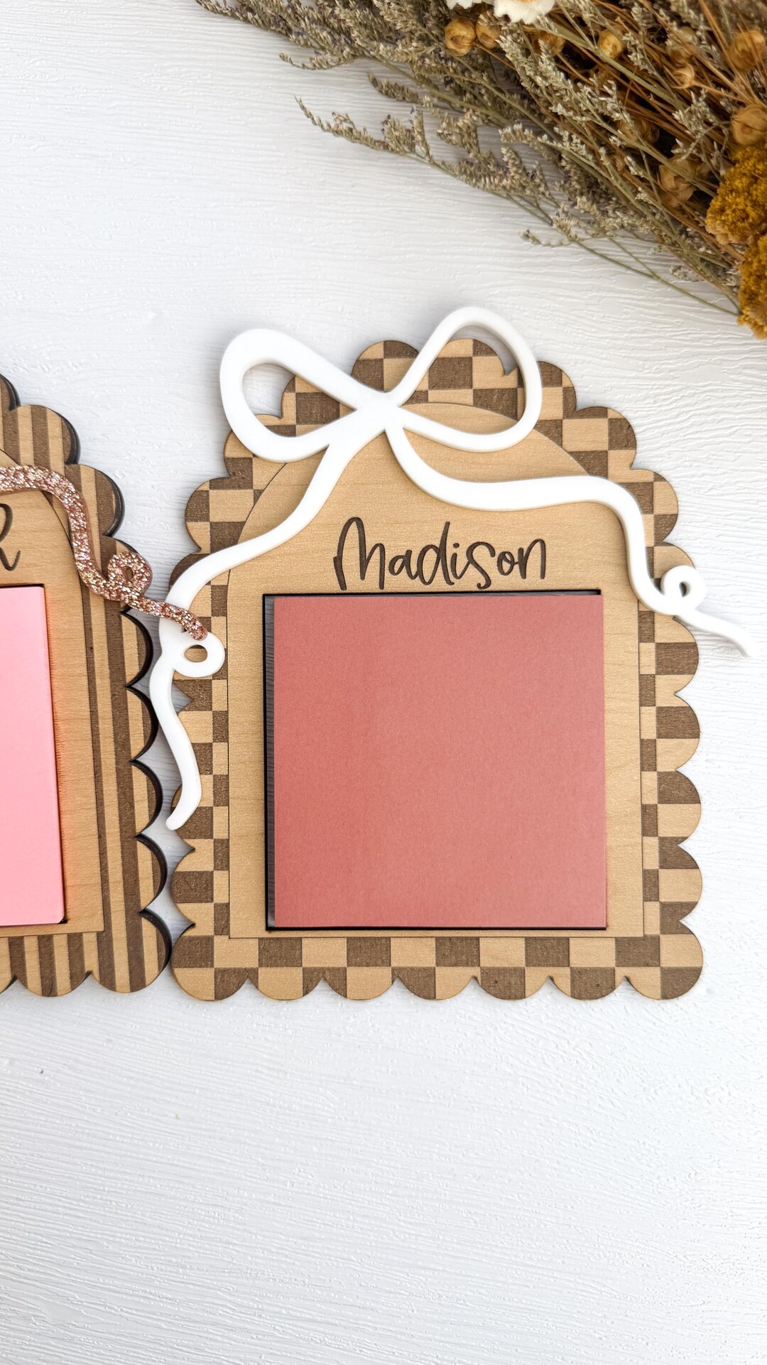 Bow Coquette Wooden Sticky Note Holder | Personalized Note Pad Holder ...