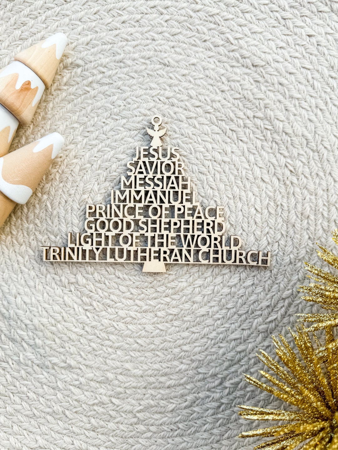 Names of Jesus Tree Ornament- Tree Shaped Ornament - Church Ornament ...