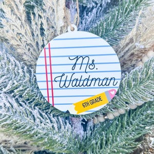 Notebook Paper Teacher Christmas Ornament - Teacher Appreciation Gift ...
