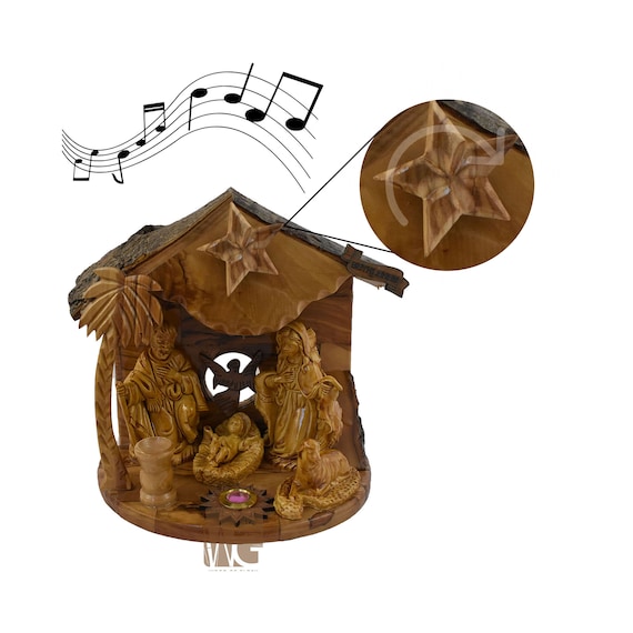 MUSIC Box NATIVITY Scene MANGER Christmas Gift Home Decor | Etsy