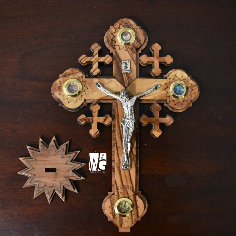Authentic Jerusalem Cross With Incense, Flowers, Olive Leaf & Stones ...