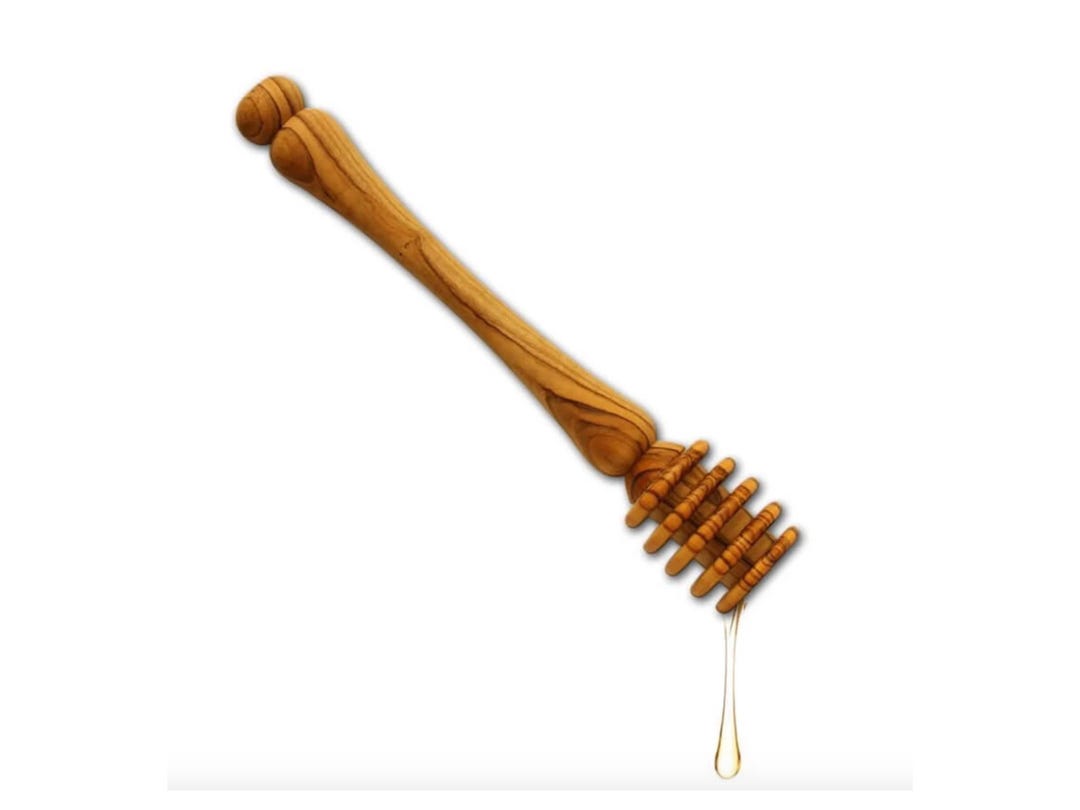 Handcrafted Olive Wood Honey Dipper, Natural Honey Stick Serving ...