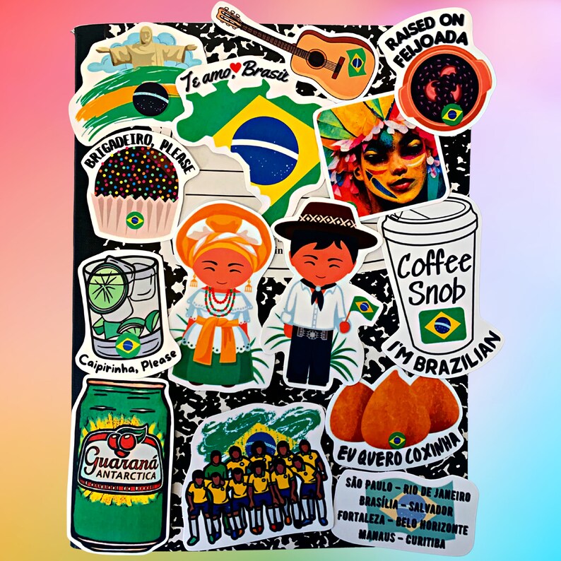 Brazil Waterproof Decals Sticker Pack of 14 Brasil Art - Etsy