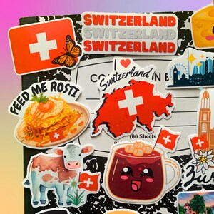 Switzerland Theme Decals Set of 14 Waterproof Stickers Swiss Stickers ...