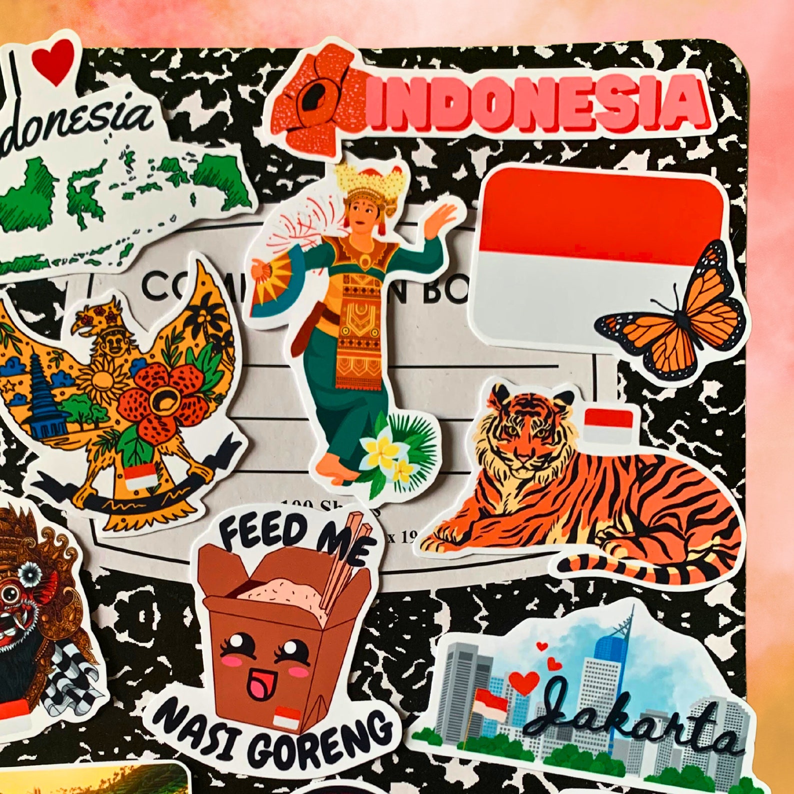 Indonesia Theme Decals Set of 13 Waterproof Stickers Indonesian ...