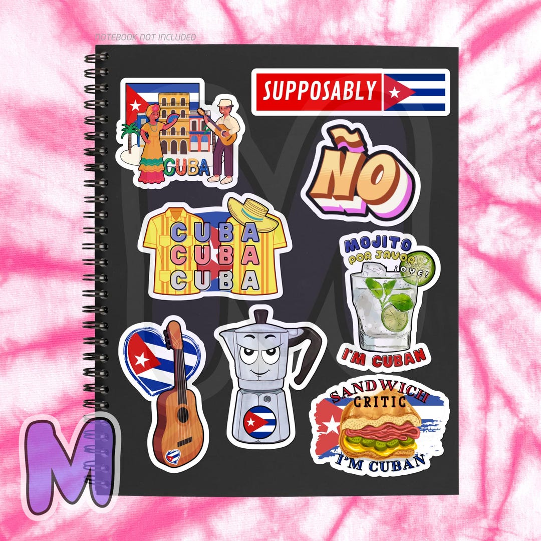 Cuban-themed Decals Pack of 8 Waterproof Stickers Handmade in the USA ...