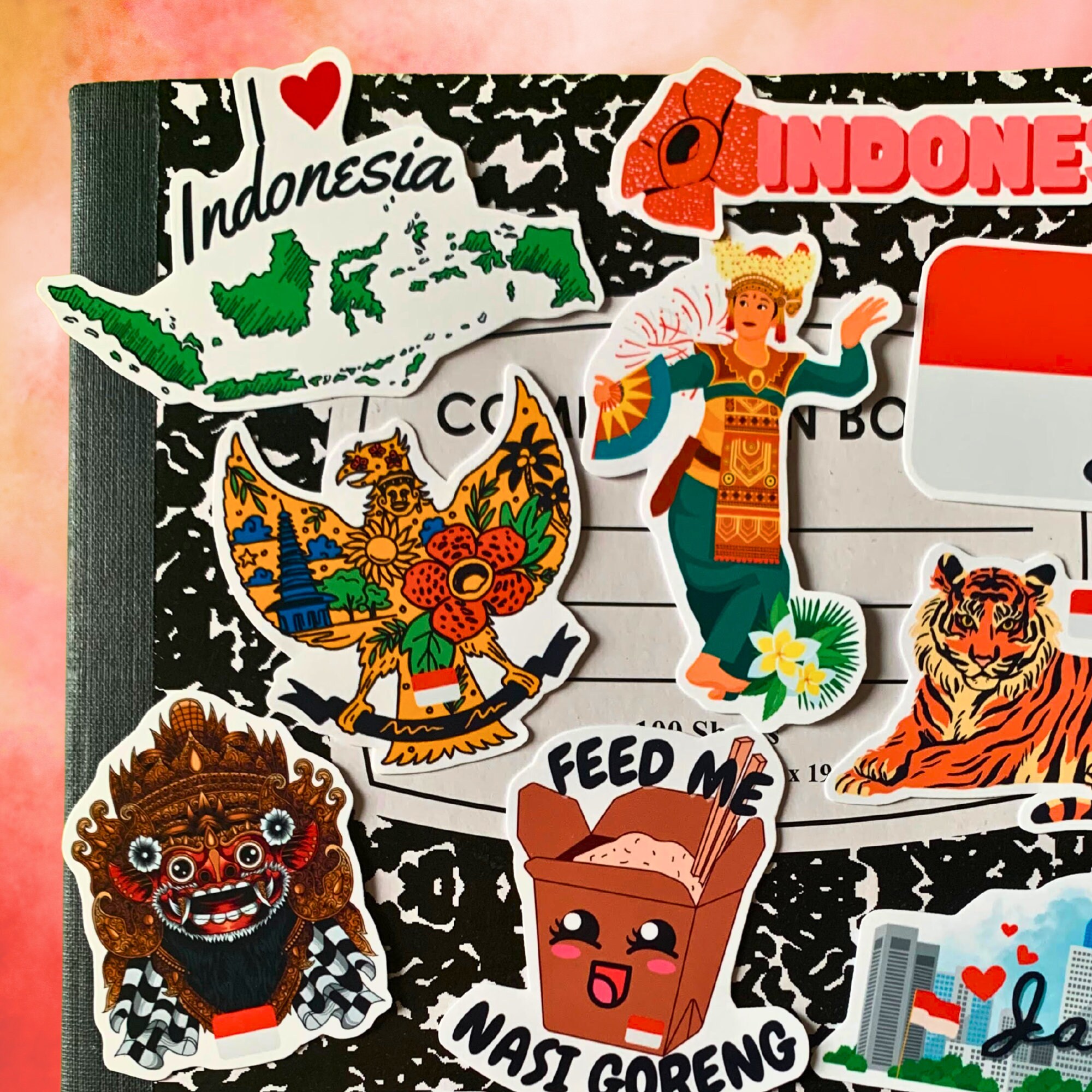 Indonesia Theme Decals Set of 13 Waterproof Stickers Indonesian ...