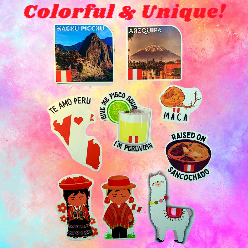 Peru Themed Decals Waterproof Stickers Pack of 20 Peruvian - Etsy