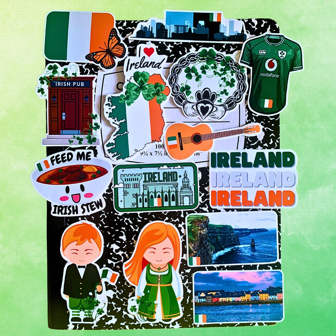 Ireland Theme Decals Set of 14 Waterproof Stickers Irish Art Souvenir ...