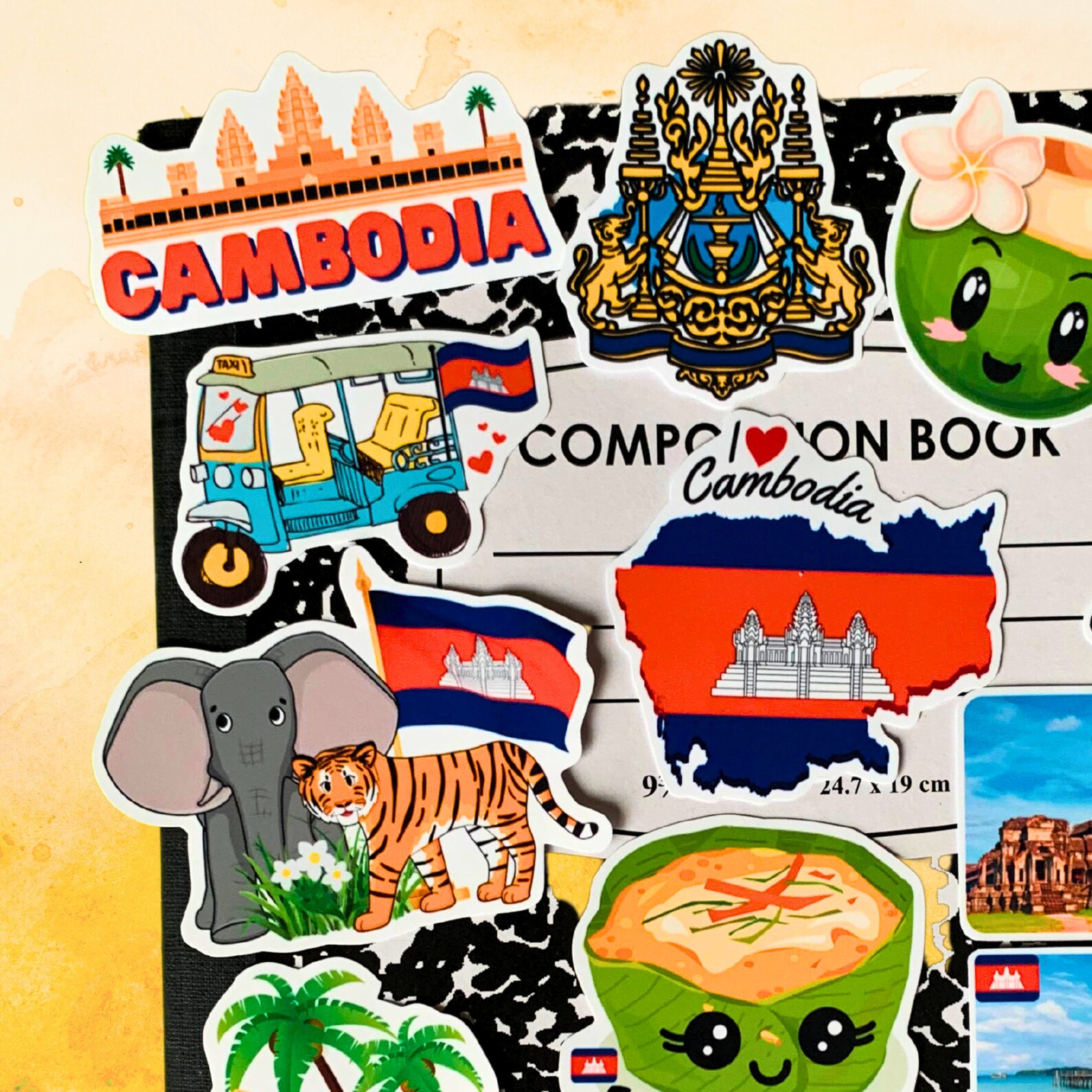 Cambodia Theme Decals Set of 14 Waterproof Stickers - Etsy