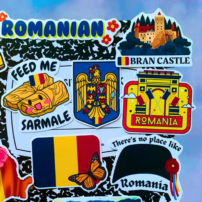 Romania Theme Decals Set of 15 Waterproof Stickers Romanian Art Culture ...