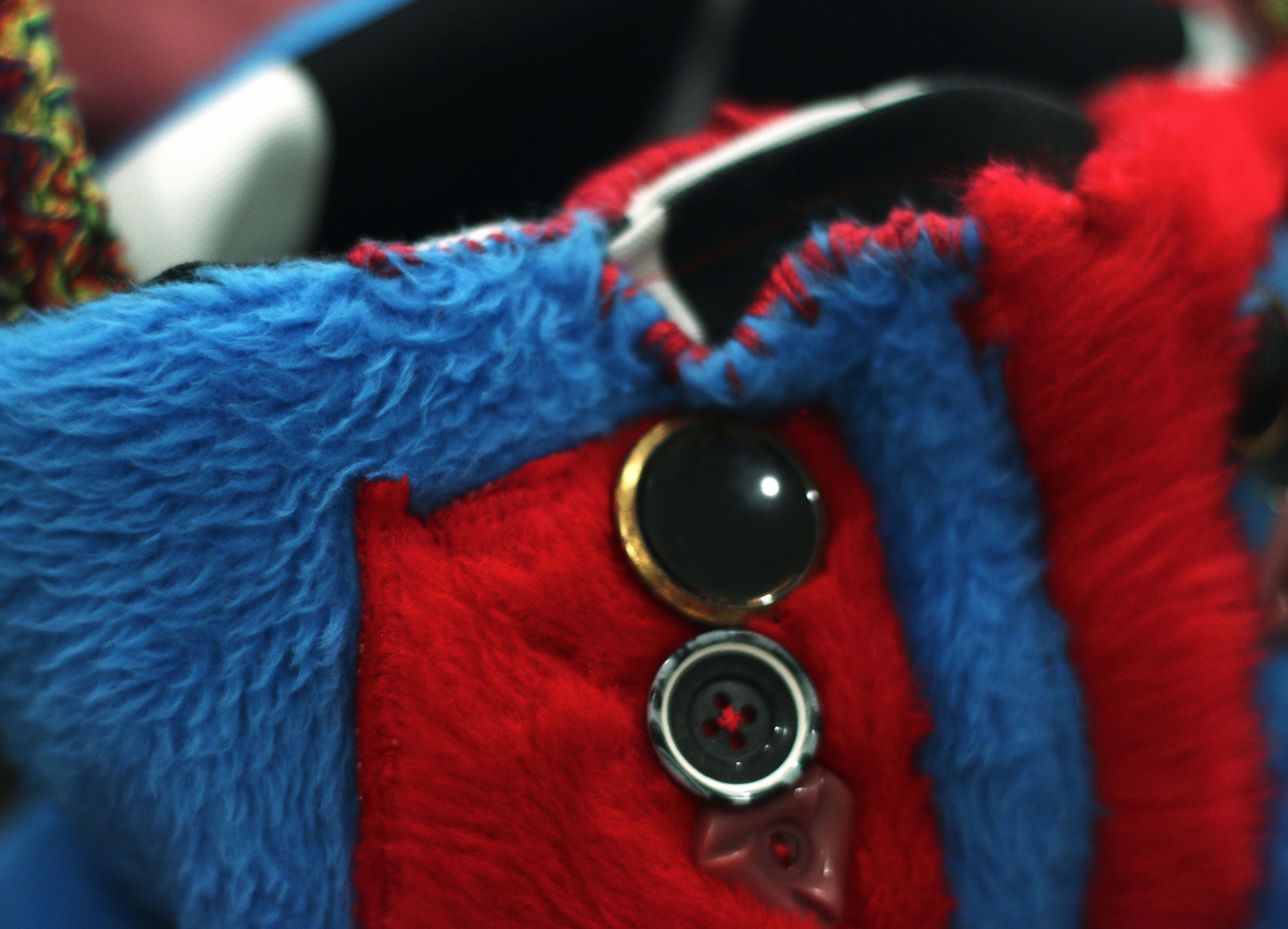 Red and Blue Furry Puppet Shoulder Bag - Etsy