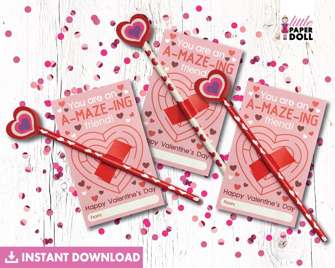 You Are A-maze-ing Friend! INSTANT DOWNLOAD Printable Valentines Day ...
