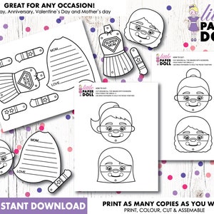 Super Mom Paper Puppets INSTANT DOWNLOAD Printable, Marionette Paper ...