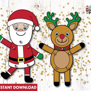 Christmas Paper Dolls INSTANT DOWNLOAD Printable Kids DIY Craft, Santa ...