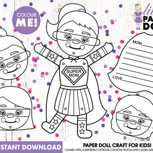 Super Mom Paper Puppets INSTANT DOWNLOAD Printable, Marionette Paper ...