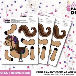Horse Paper Doll INSTANT DOWNLOAD Printable Horse Coloring | Etsy Canada