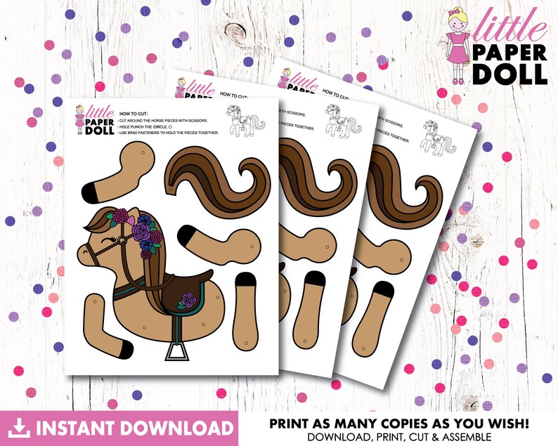Horse Paper Doll INSTANT DOWNLOAD Printable Horse Coloring | Etsy Canada