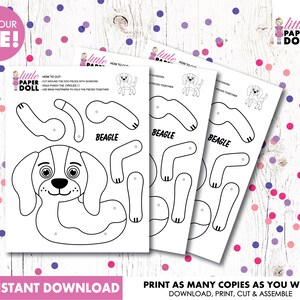 Dog Paper Doll INSTANT DOWNLOAD, Printable Puppy Dog Coloring Page, Dog ...