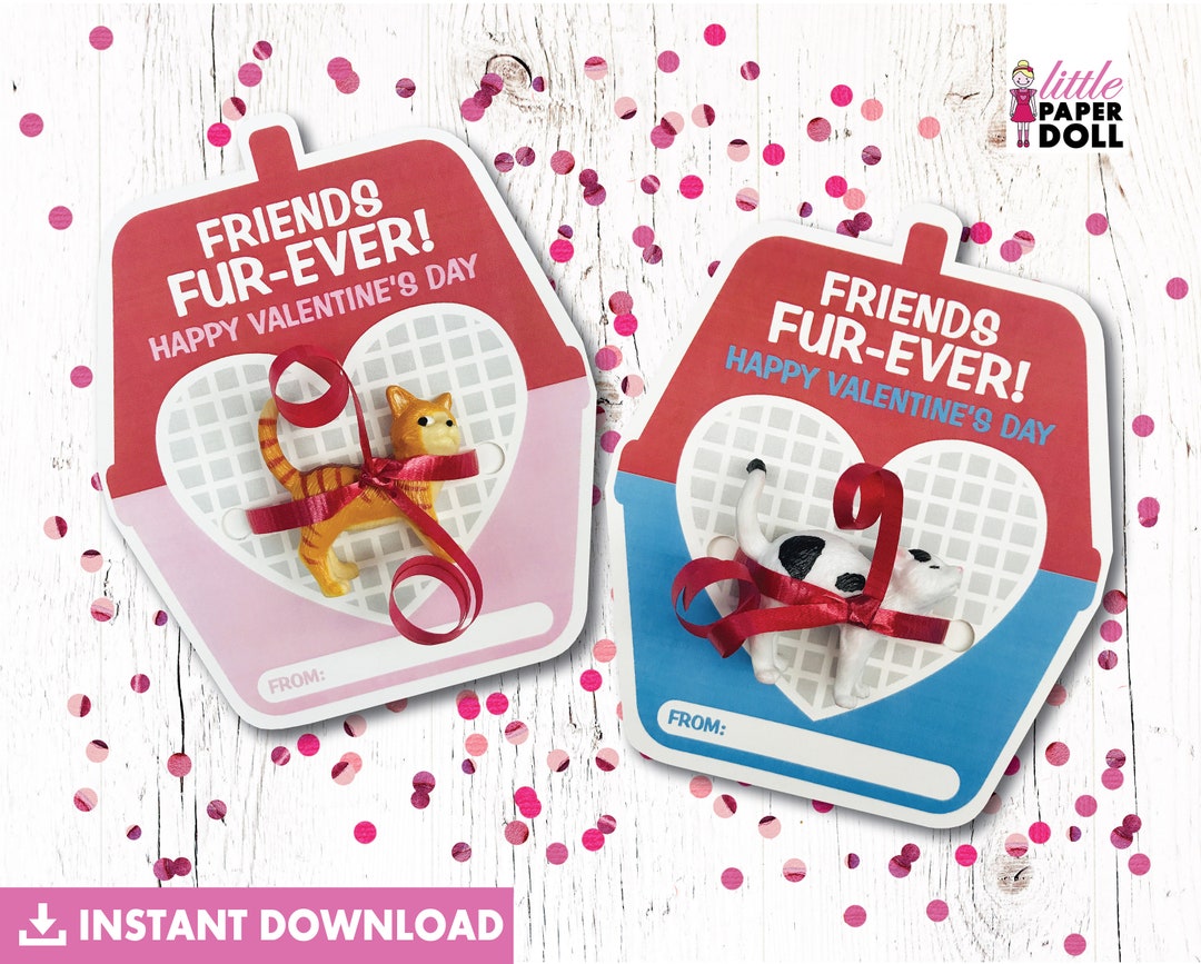 Friends Fur-ever! Happy Valentine's Day Instant Download Printable ...