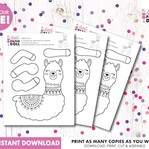 Llama Paper Doll INSTANT DOWNLOAD, Printable Alpaca Coloring Page ...