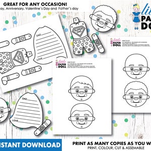 Super Dad Paper Puppets INSTANT DOWNLOAD Printable, Marionette Paper ...