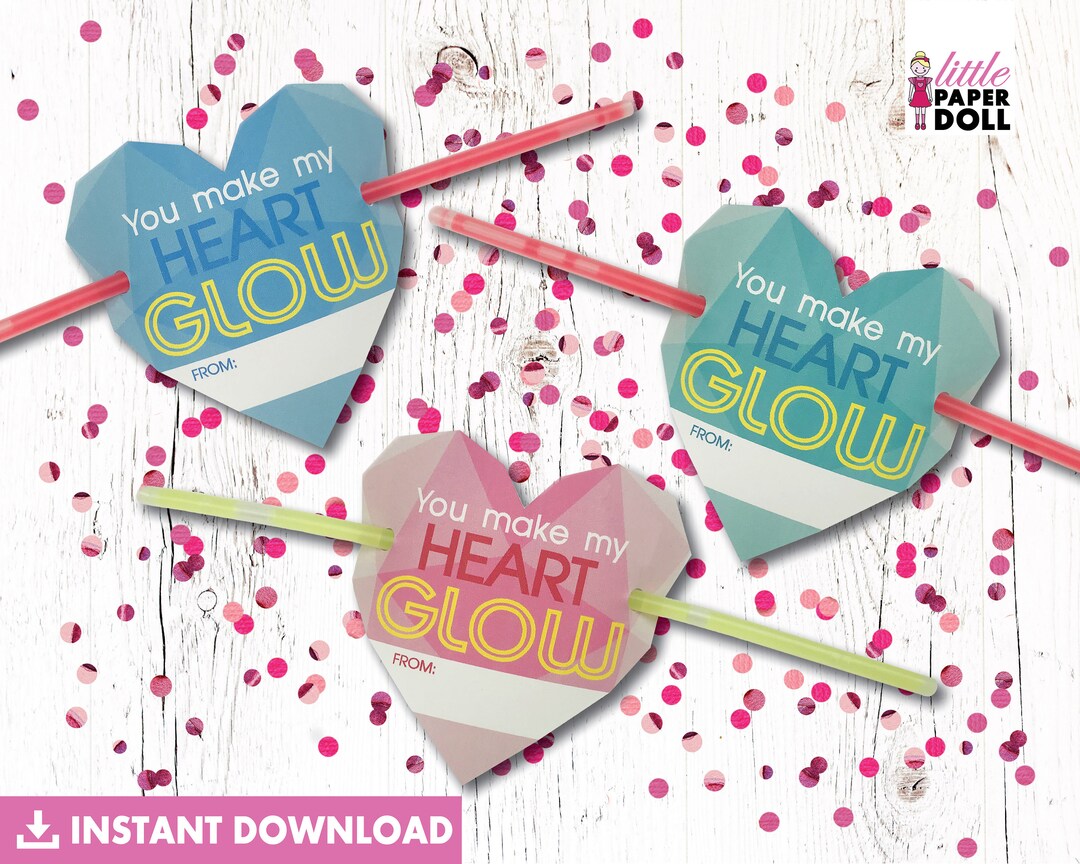 You Made My Heart Glow INSTANT DOWNLOAD Printable Valentines Day Card ...
