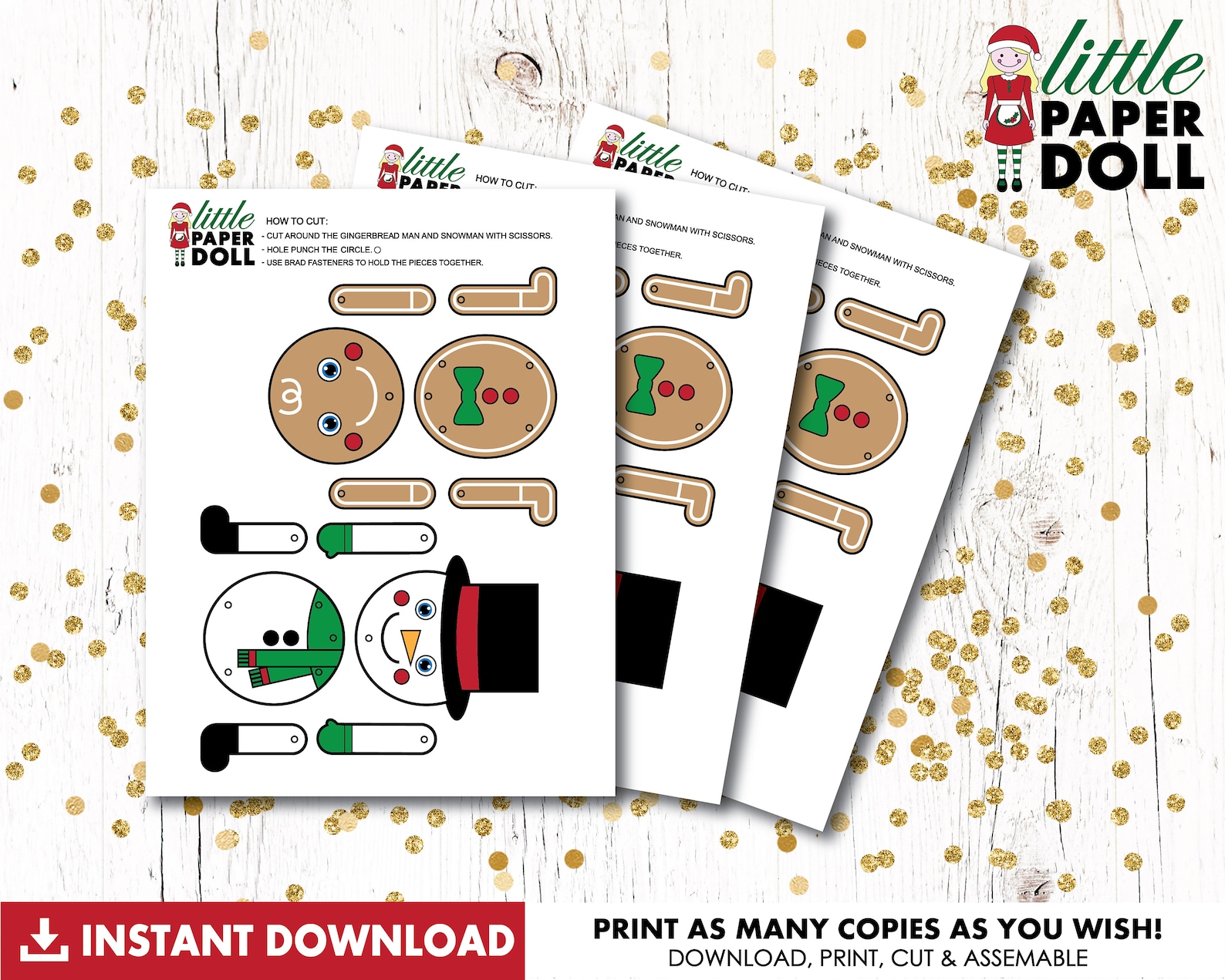 Christmas Paper Dolls INSTANT DOWNLOAD Printable DIY Kids - Etsy
