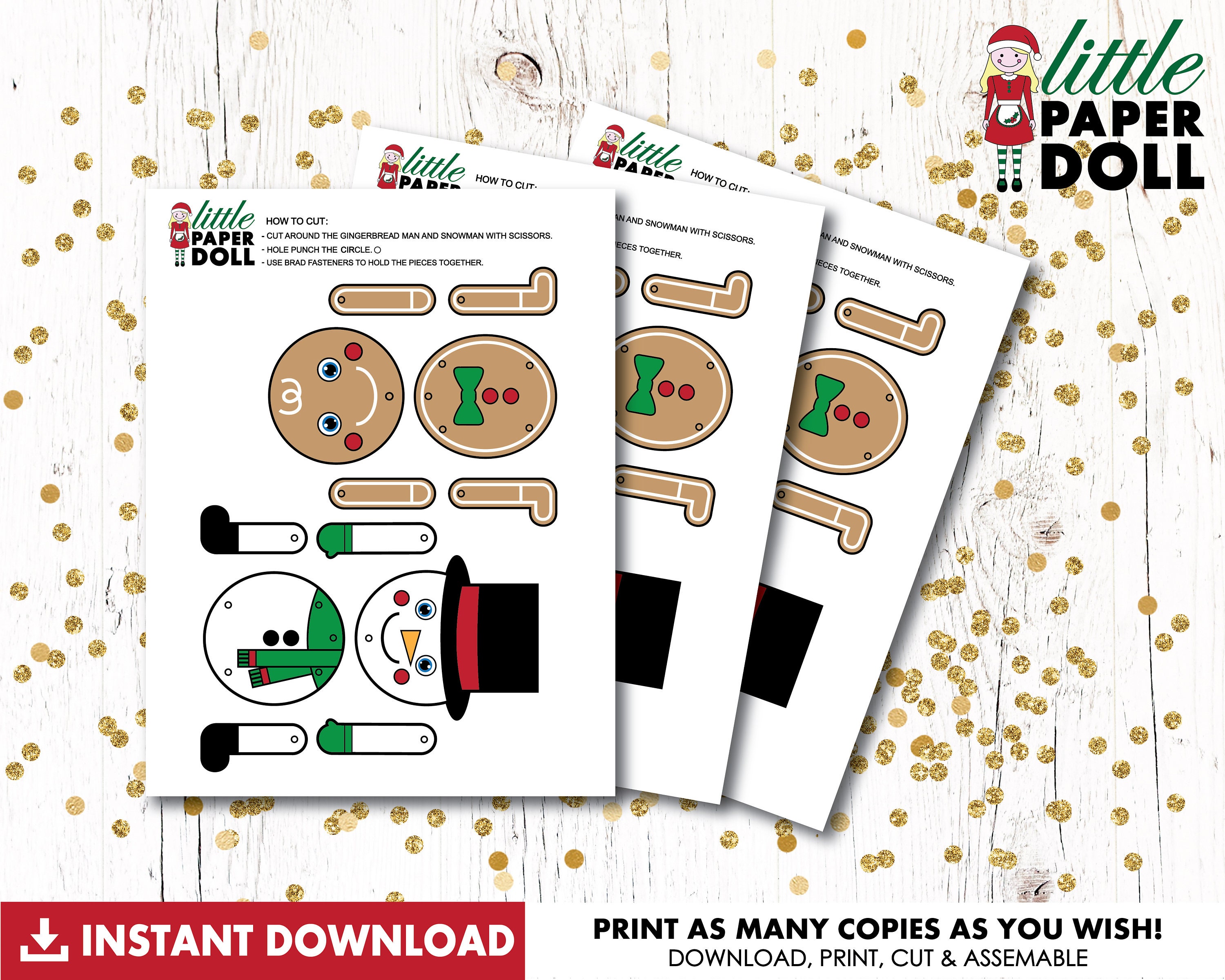 Christmas Paper Dolls INSTANT DOWNLOAD Printable DIY Kids - Etsy