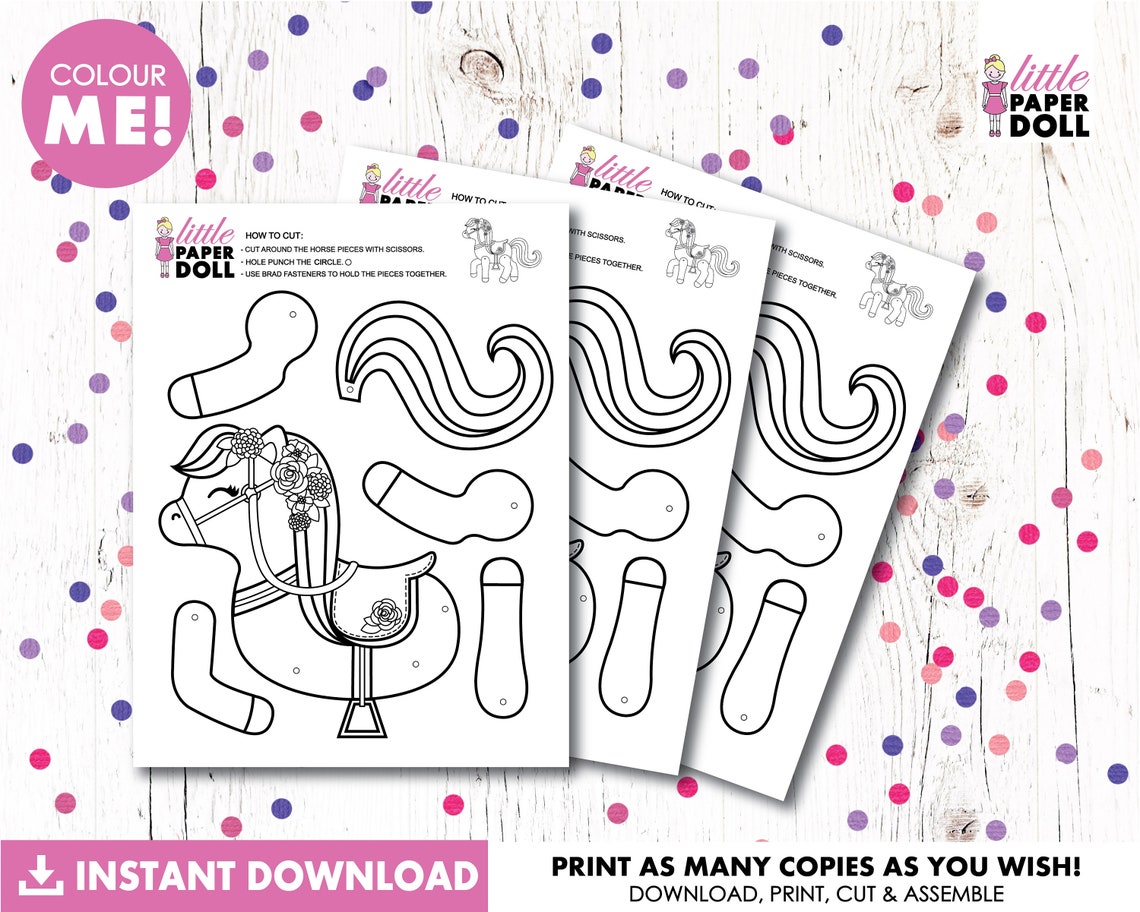 Horse Paper Doll INSTANT DOWNLOAD Printable Horse Coloring - Etsy Canada
