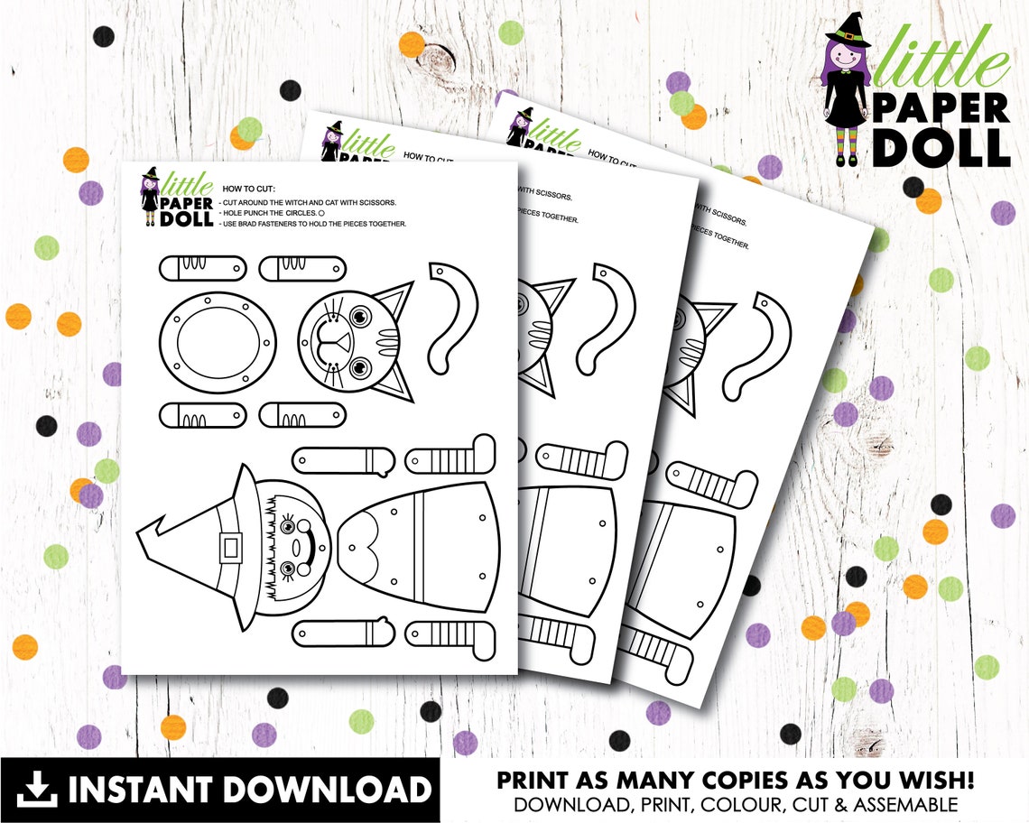 Halloween Paper Dolls INSTANT DOWNLOAD Printable DIY - Etsy