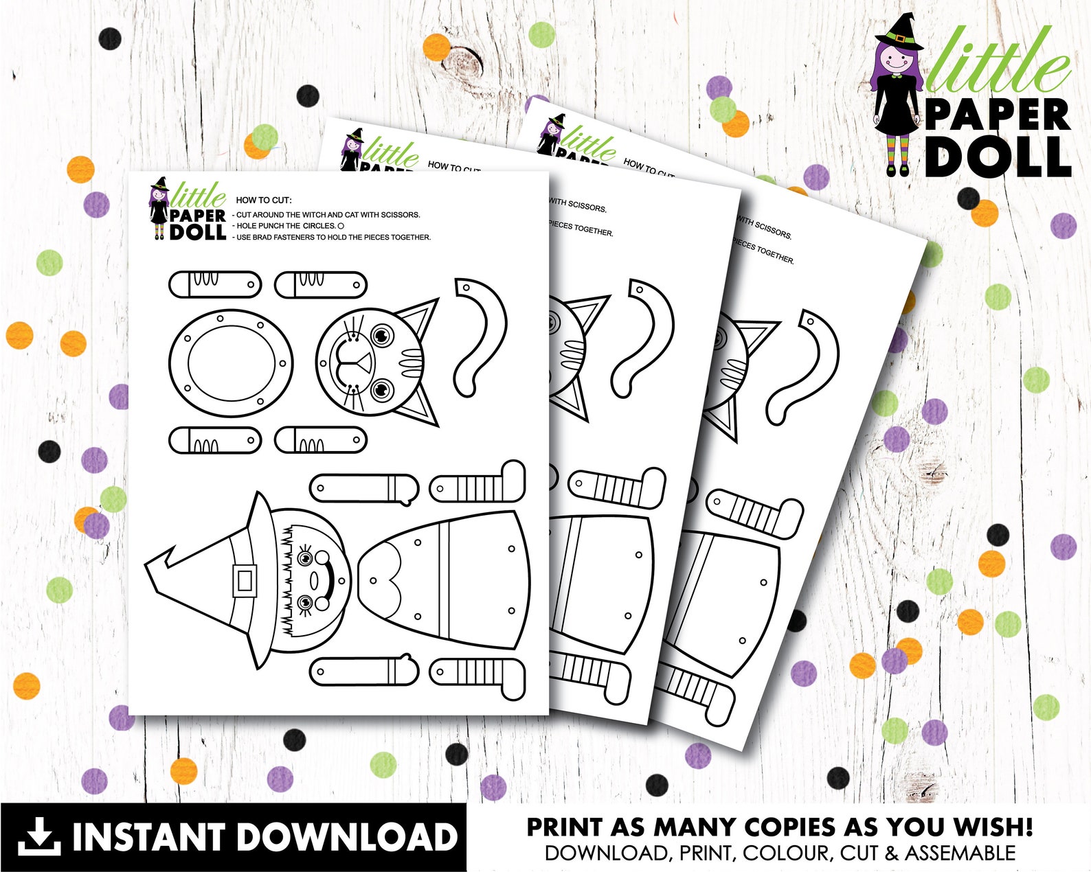 Halloween Paper Dolls INSTANT DOWNLOAD Printable DIY - Etsy