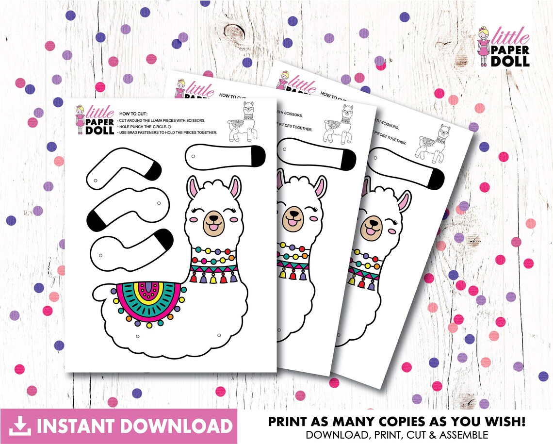 Llama Paper Doll INSTANT DOWNLOAD, Printable Alpaca Coloring Page ...