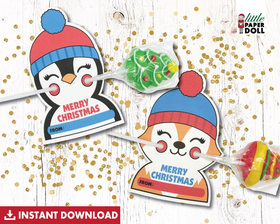 Merry Christmas INSTANT DOWNLOAD Printable Holiday Classroom Favor, Fox ...