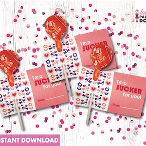 I'm a Sucker for You! INSTANT DOWNLOAD Printable Valentines Day Card ...