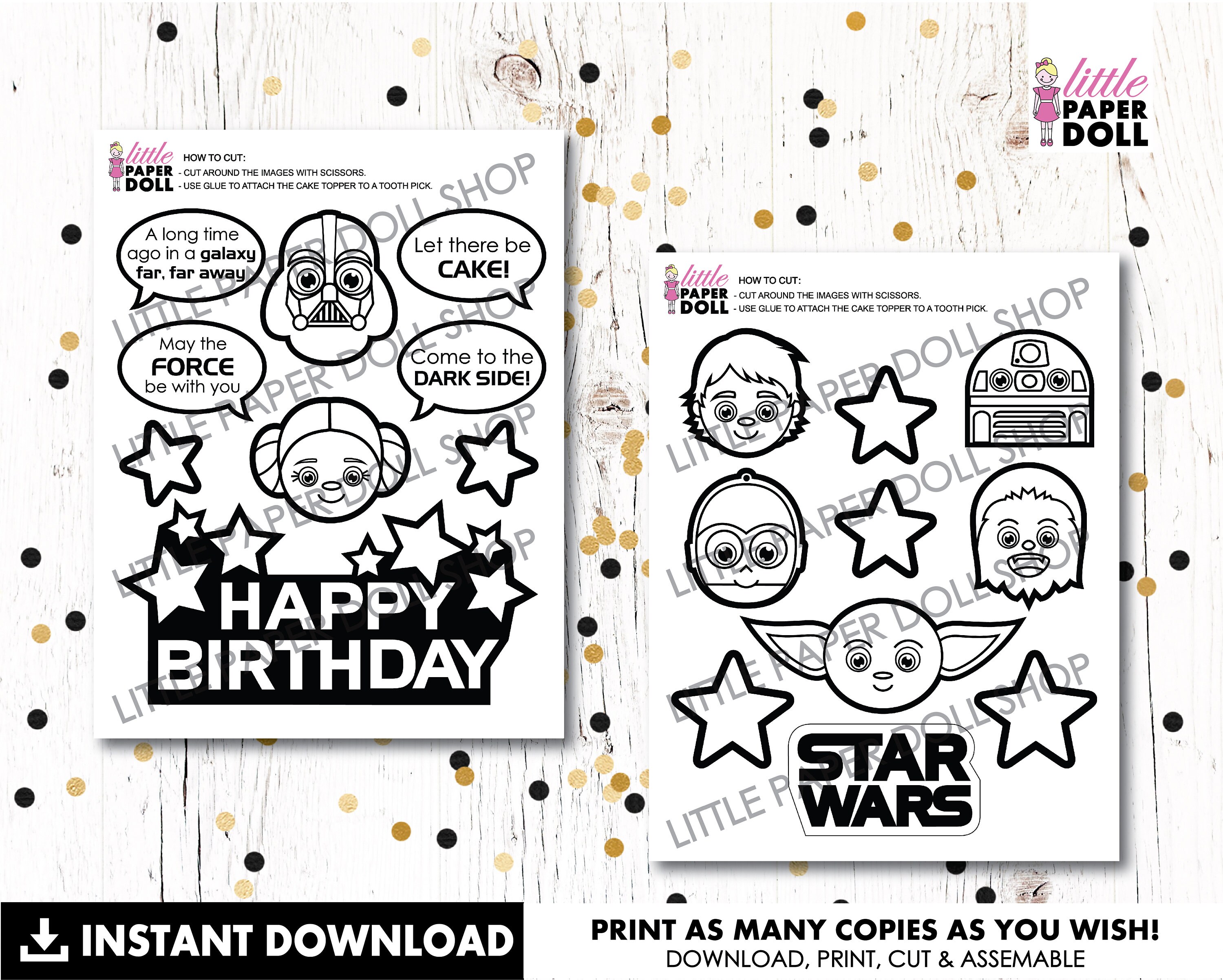 Star Wars Printable Cupcake Toppers Star Wars Birthday Party - Etsy ...