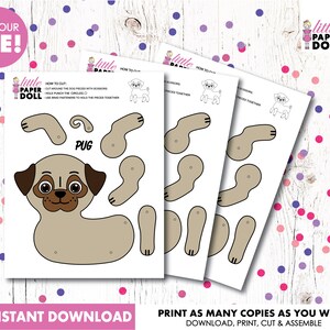 Dog Paper Doll INSTANT DOWNLOAD, Printable Puppy Dog Coloring Page, Dog ...
