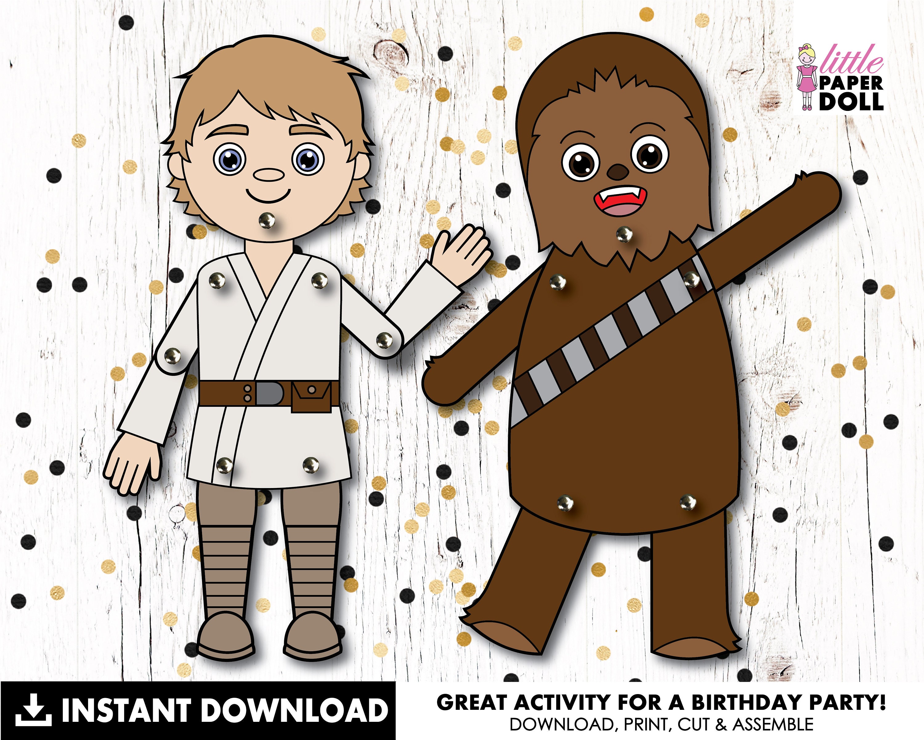 Star Wars Instant Download Paper Dolls, Luke Skywalker Puppet ...