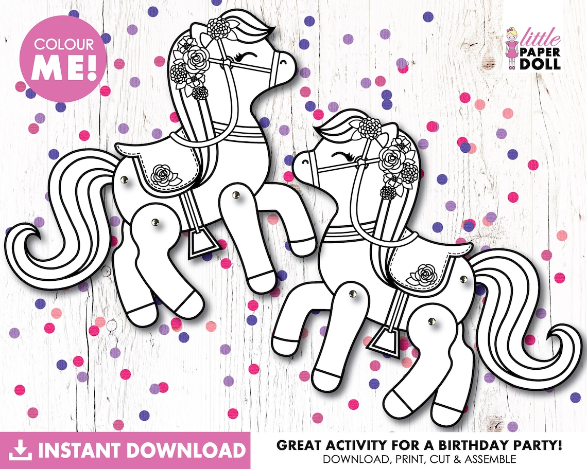 Horse Paper Doll INSTANT DOWNLOAD, Printable Horse Coloring Page ...