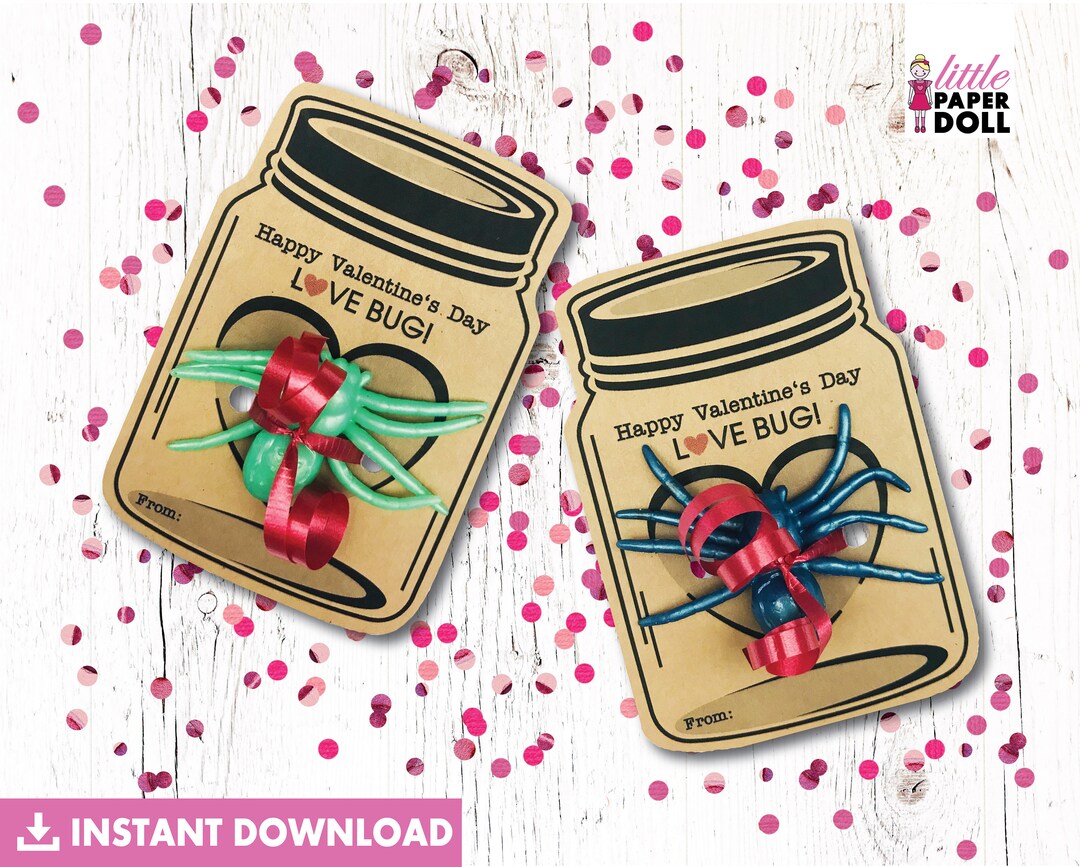 Happy Valentine's Day LOVE Bug INSTANT DOWNLOAD Printable Valentines ...