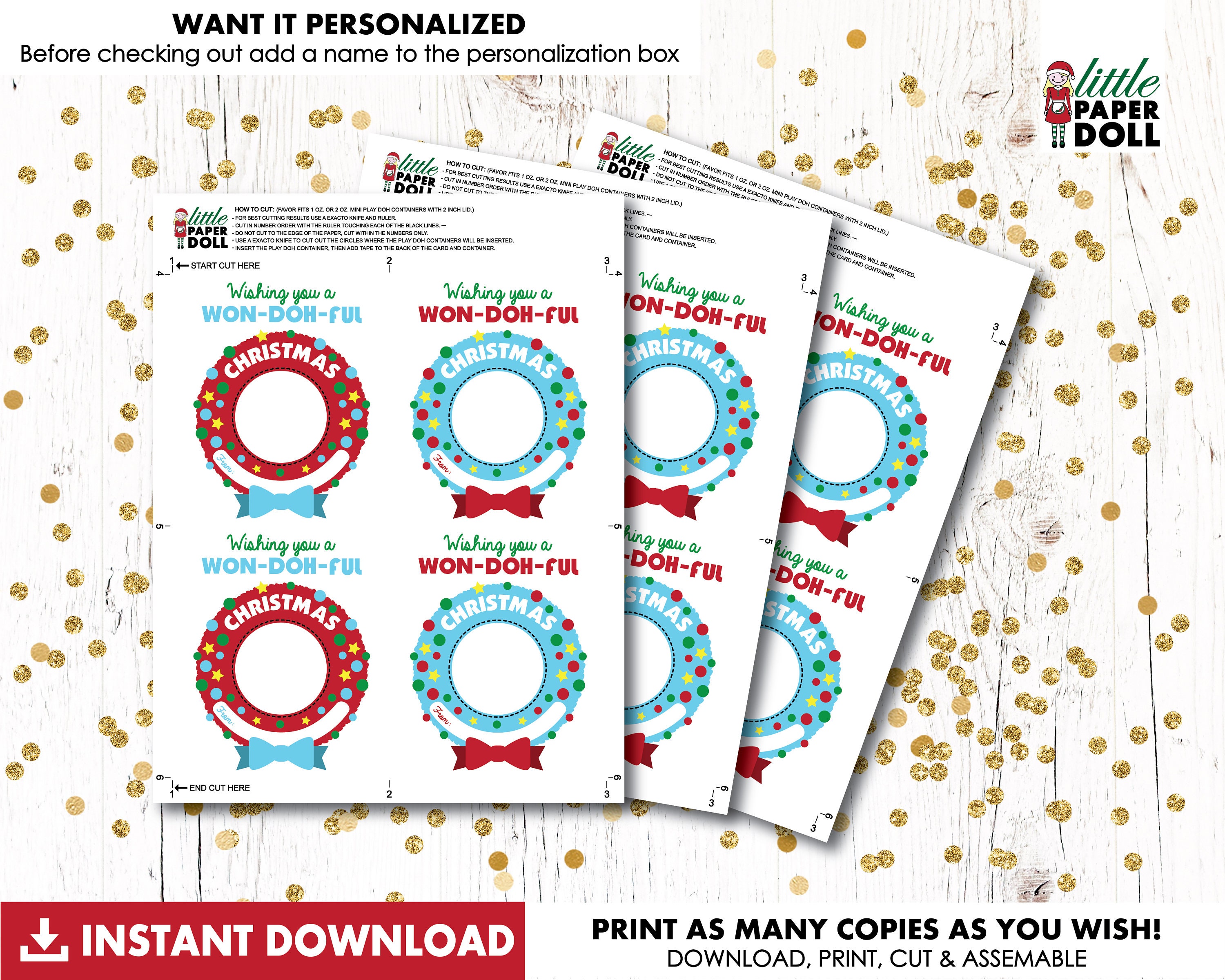 Wishing You a WON-DOH-FUL Christmas Instant Download Printable ...