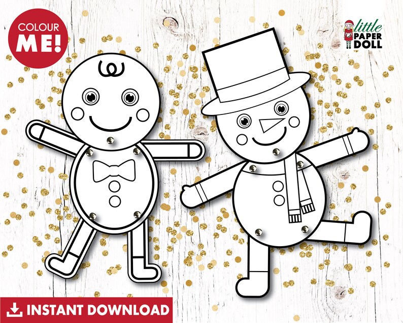 Christmas Paper Dolls INSTANT DOWNLOAD Printable DIY Kids Craft ...