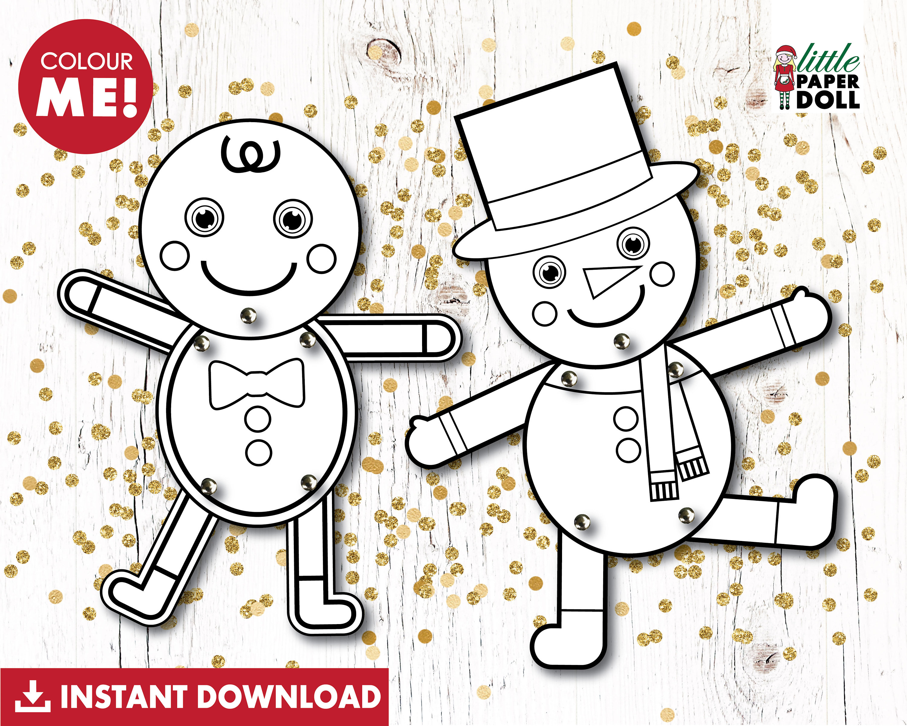 Christmas Paper Dolls INSTANT DOWNLOAD Printable DIY Kids Craft ...