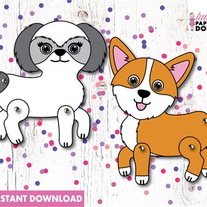 Dog Paper Doll INSTANT DOWNLOAD, Printable Puppy Dog Coloring Page, Dog ...