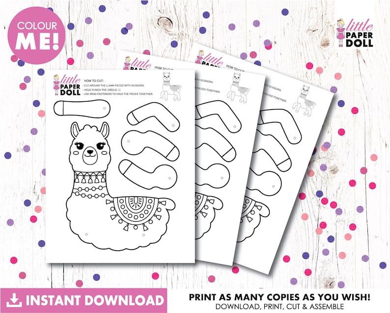 Llama Paper Doll INSTANT DOWNLOAD Printable Alpaca Coloring - Etsy Canada
