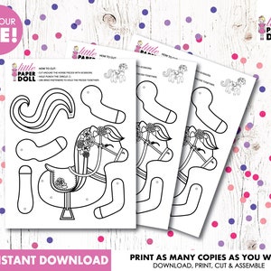 Horse Paper Doll INSTANT DOWNLOAD, Printable Horse Coloring Page ...